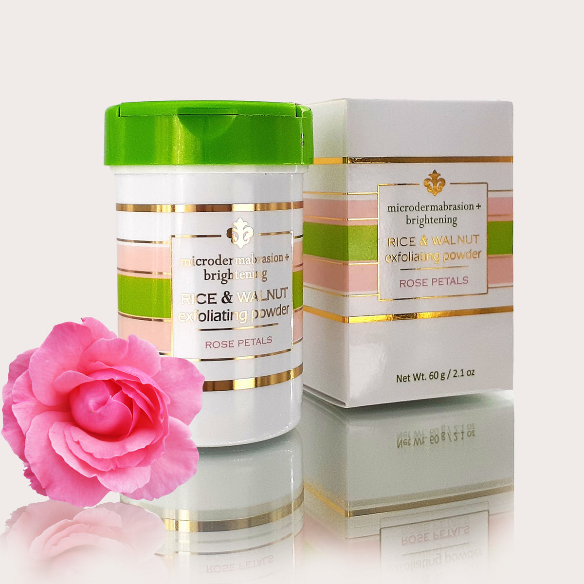 Rice and Walnut Exfoliating Powder - Rose Petals | Fleur De Lis Naturals